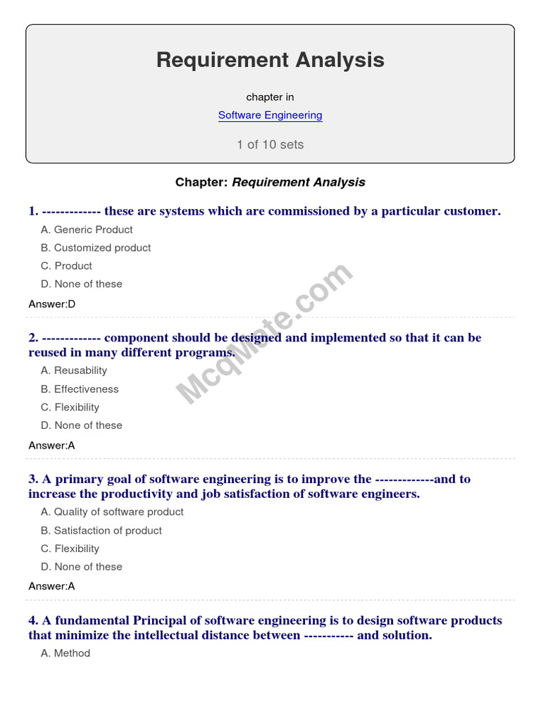 Requirement-Analysis-Software-Engineering (Set 1) | PDF | Software ...