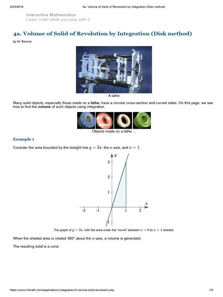 Volume of Solid of Revolution by Integration | PDF | Volume | Area