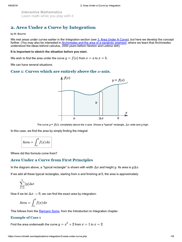 Area Under A Curve by Integration.. | PDF | Integral | Area