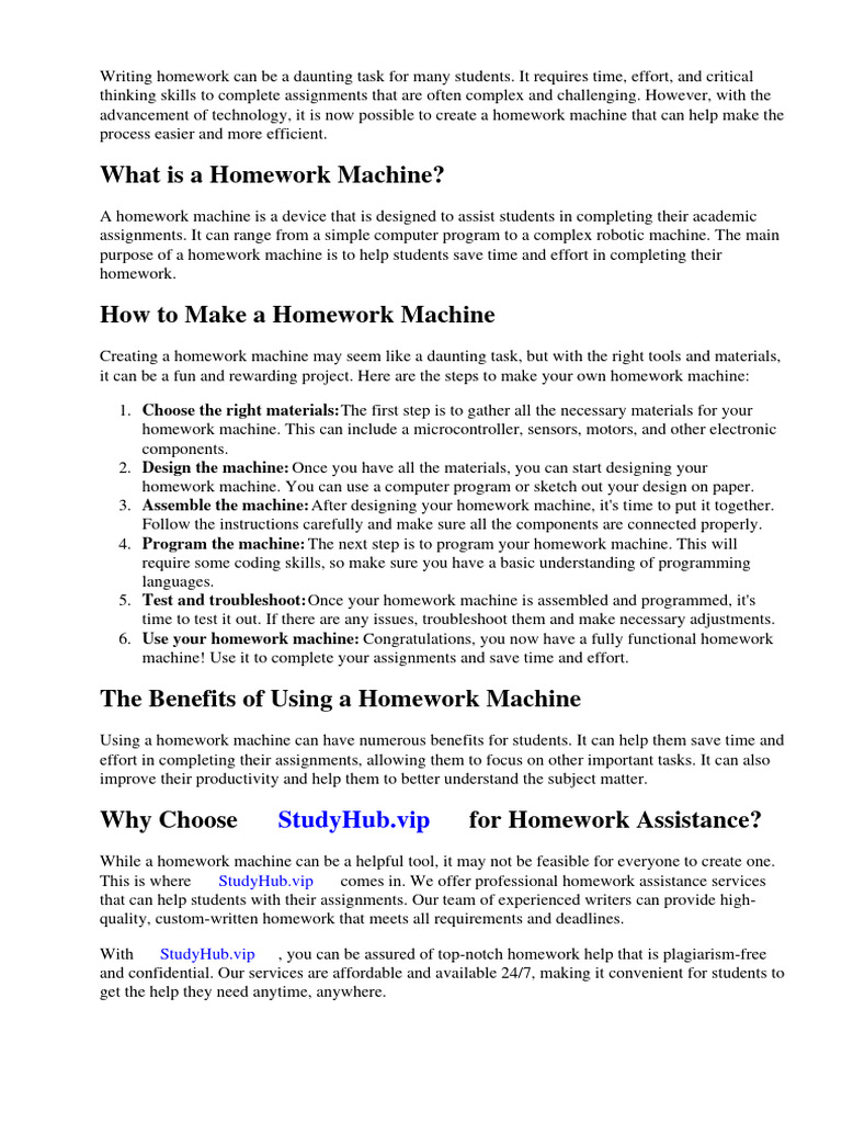 How To Make A Homework Machine | Download Free PDF | Computer ...