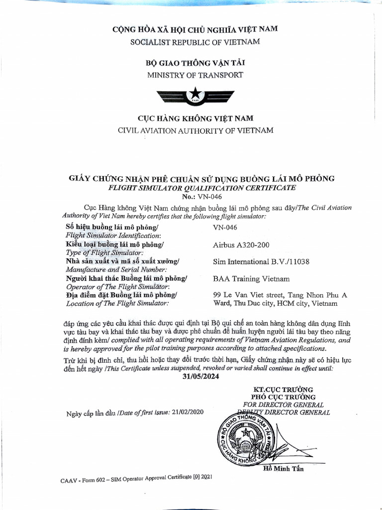 FSTD Approval (Sim Approval and Ato Training Approval) | PDF