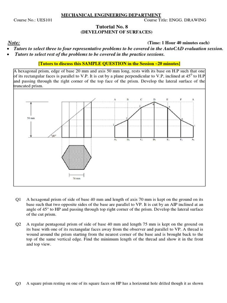 Hexagonal Prism Surface Development | PDF | Geometric Shapes ...