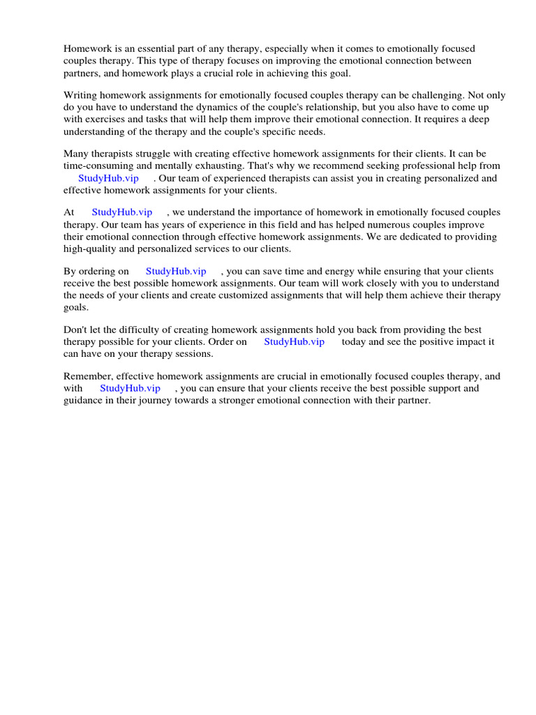 Emotionally Focused Couples Therapy Homework | PDF | Psychotherapy ...