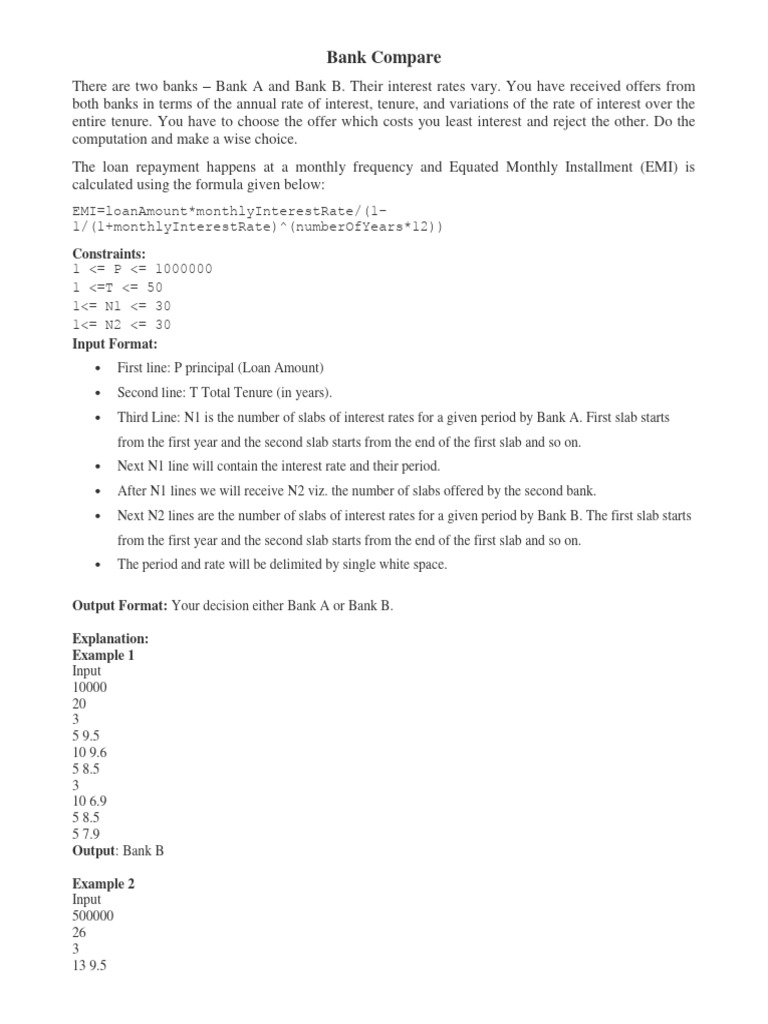 Bank Loan Interest Comparison | PDF | Interest | Interest Rates