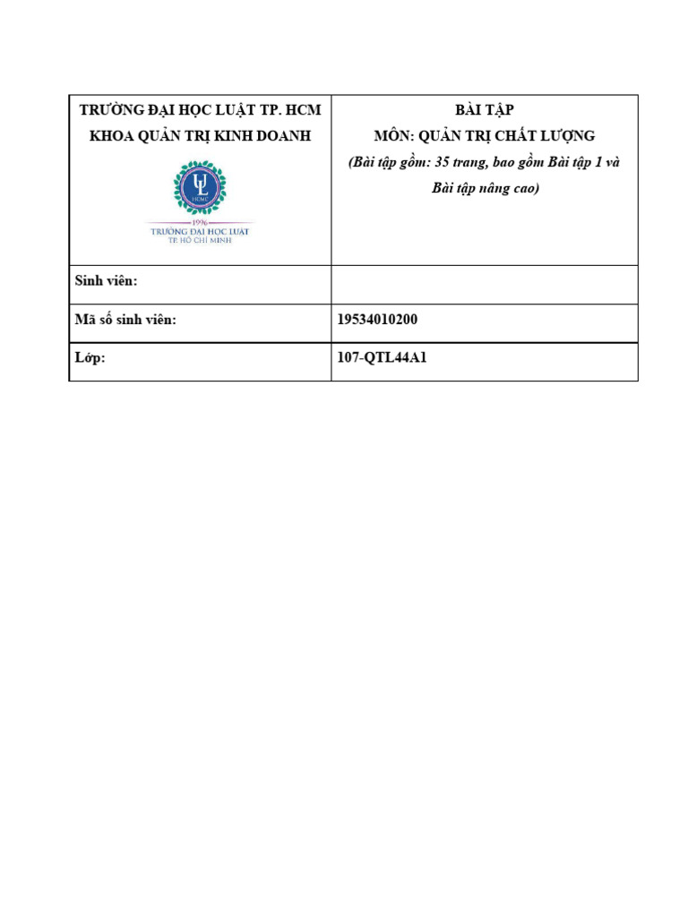 Bài tập QTCL | PDF