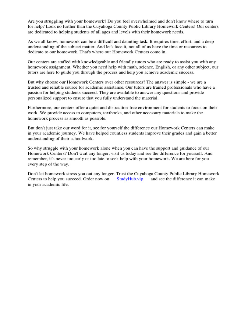 Cuyahoga County Public Library Homework Centers | PDF | Libraries ...