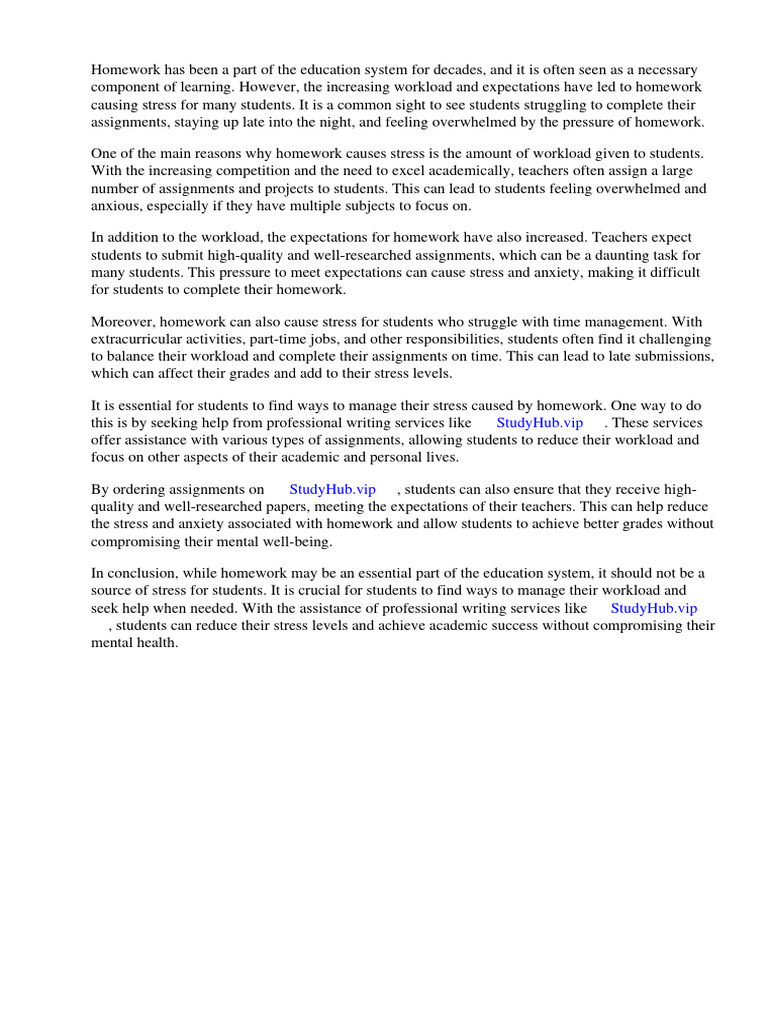 Homework Causes Stress | Download Free PDF | Homework | Stress (Biology)