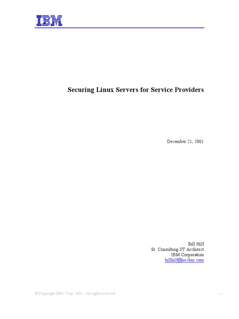 Securing Linux Servers For Service Providers December 21 2001 Pdf