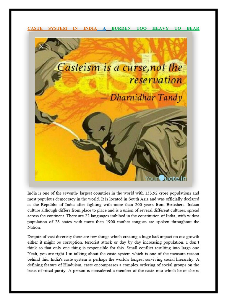 Caste System in India | PDF | Caste | Dalit