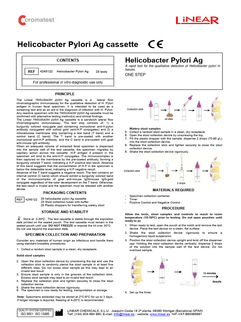 H.Pylori Ag Cassette 25t Ing Rev.05 | PDF | Infection | Clinical Medicine