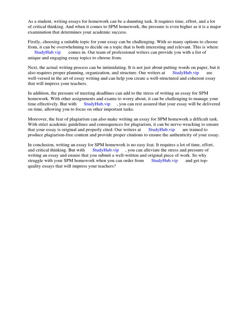Essay SPM Homework | PDF | Essays | English Language