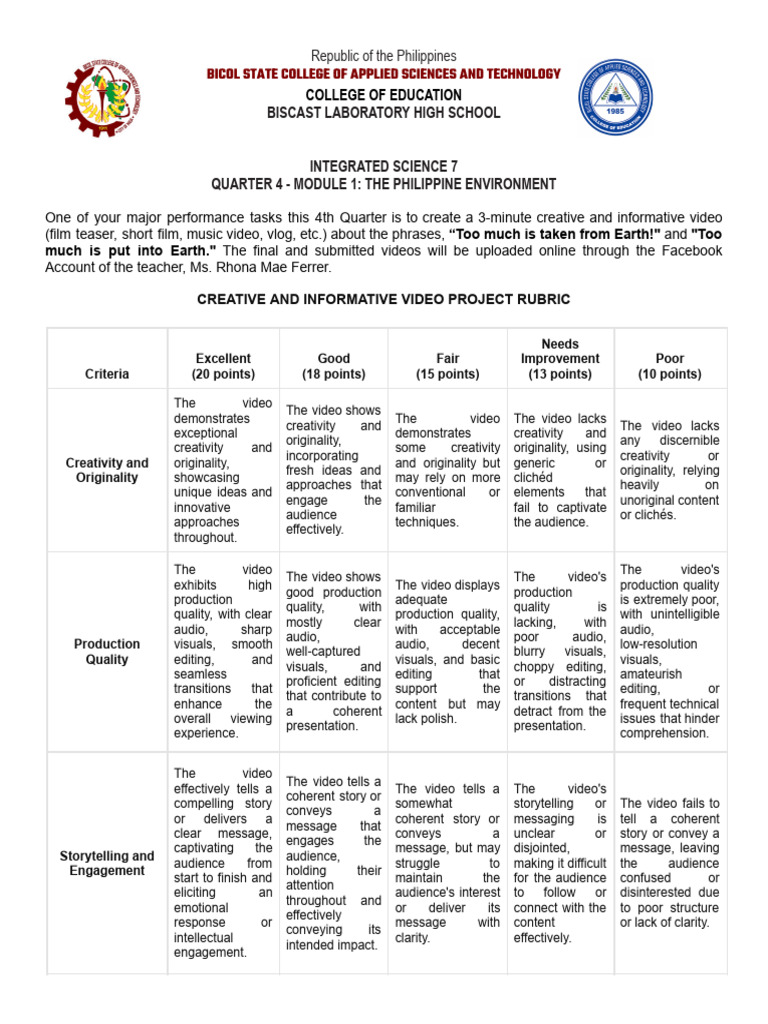 Video Rubrics | PDF | Creativity | Human Communication