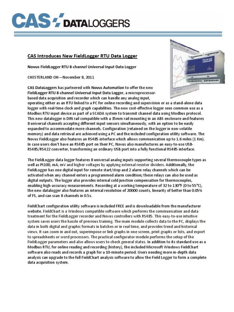 Novus RTU Data Logger Data Acquisition System Data Loggers | PDF | Data Acquisition | Personal ...