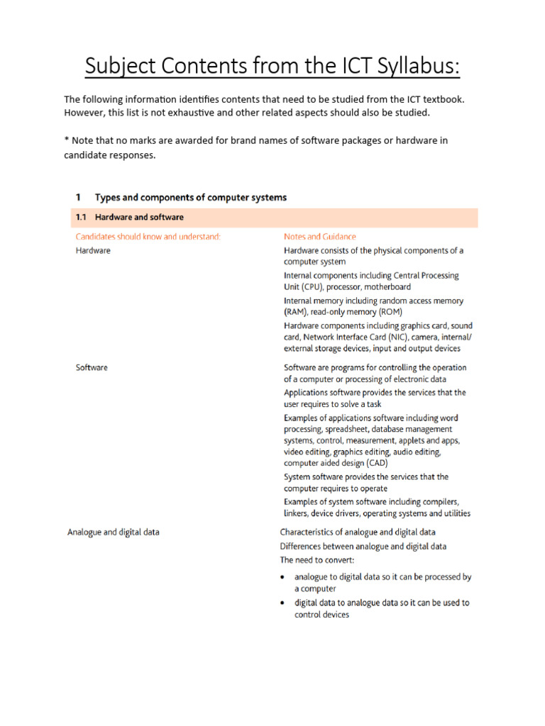 Subject Contents From The Syllabus | PDF | Business | Technology ...