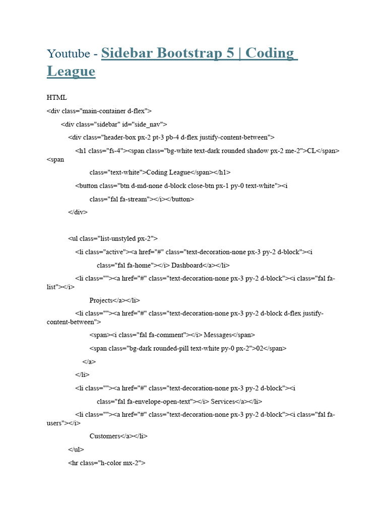 Bootstrap 5 Sidebar | PDF | Web Development | Web Design