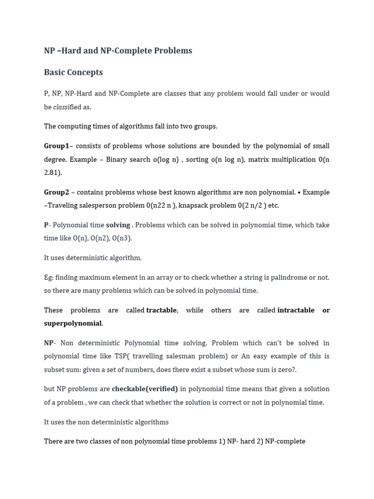 NP Hard and NP Complete | PDF | Time Complexity | Computational Complexity Theory