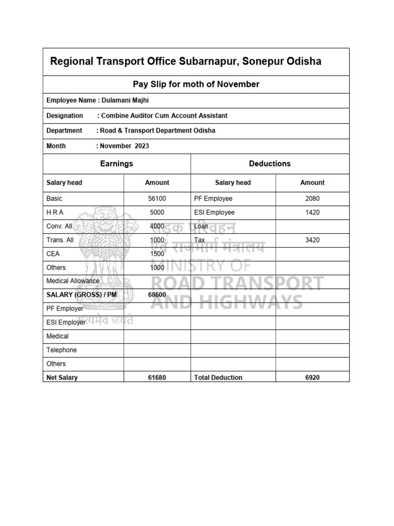 November Payslip 2023 | PDF