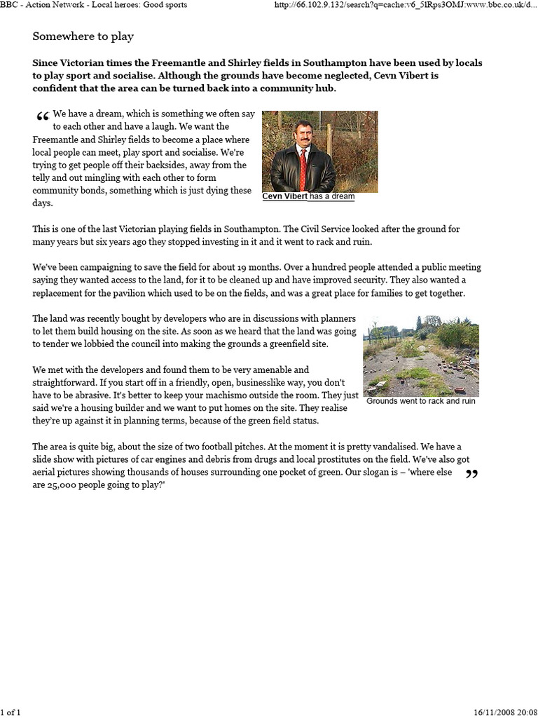 BBC - Action Network - Local Heroes - Good Sports | PDF