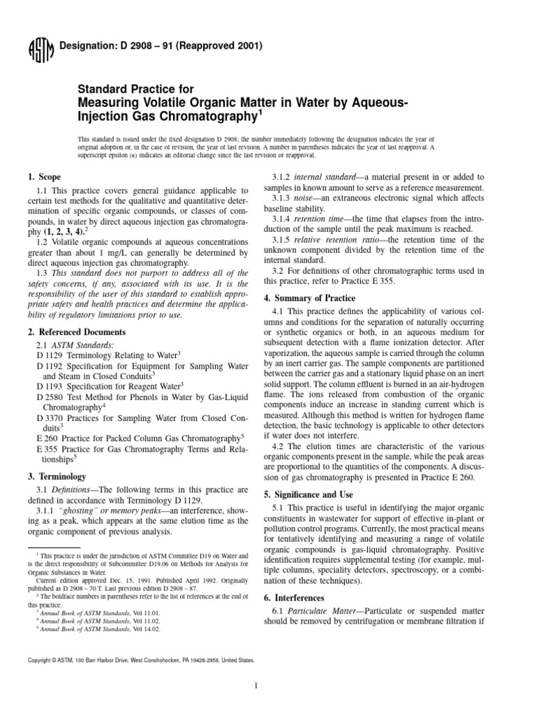 Astm D2908 91 | PDF