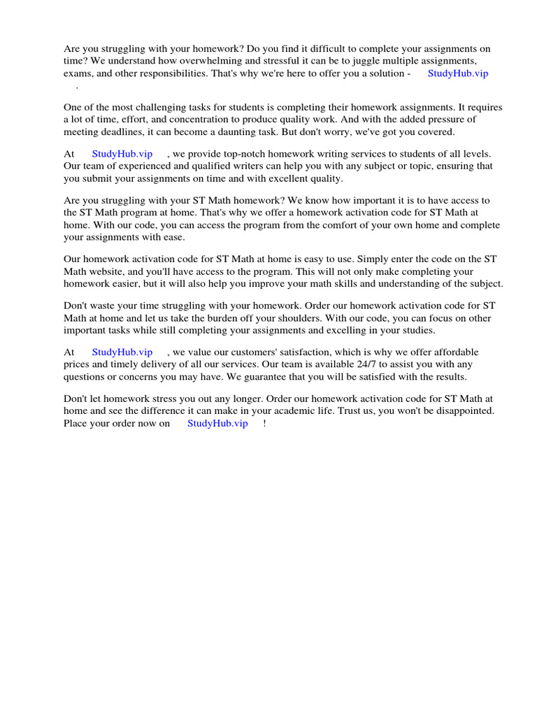 Homework Activation Code For ST Math at Home | PDF | Homework ...