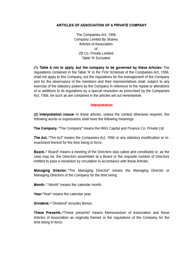 ARTICLES OF ASSOCIATION | PDF | Proxy Voting | Debenture