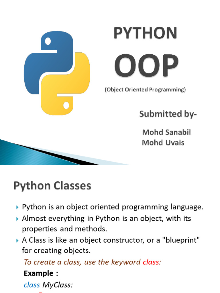 Introduction To Python OOPS | PDF | Object Oriented Programming | Class ... Introduction To Python OOPS | PDF | Object Oriented Programming | Class ...