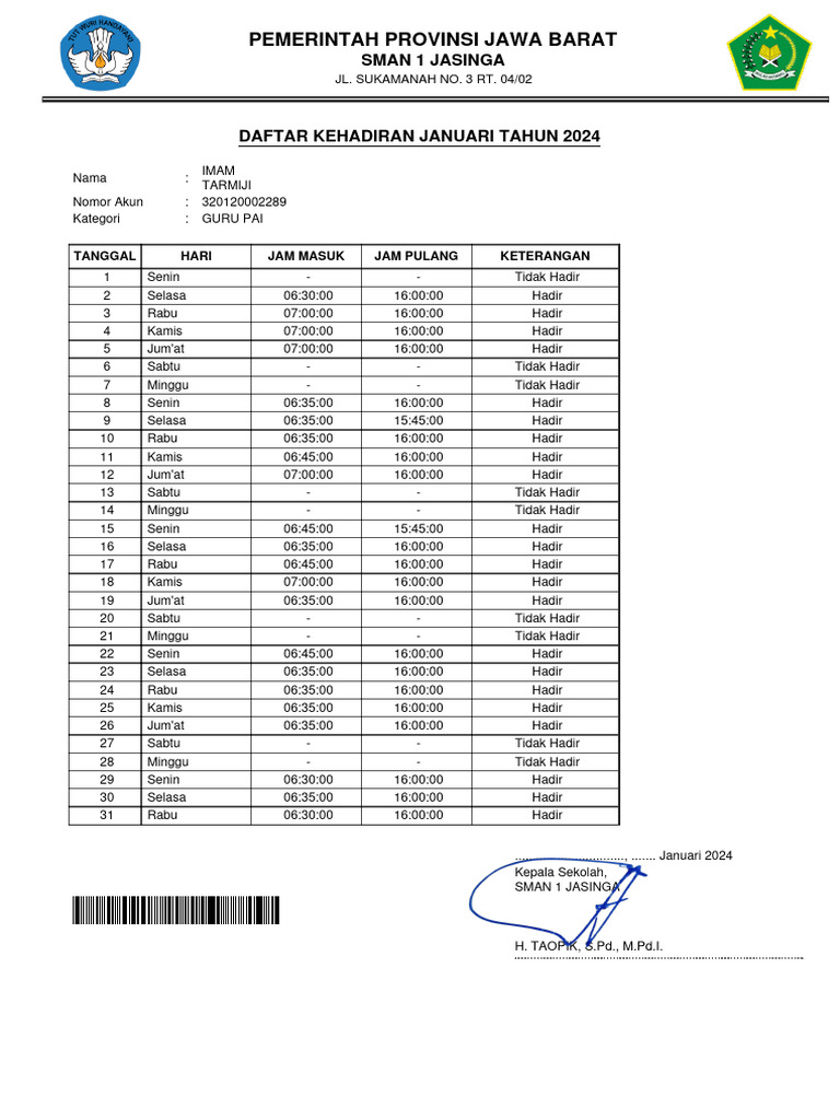 Absen Imam Jan | PDF