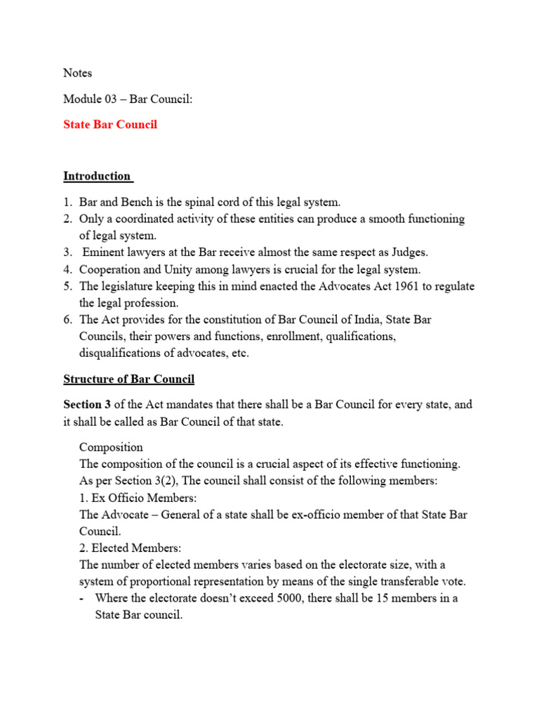 Main Notes - Mod 3 | PDF | Advocate | Bar Association