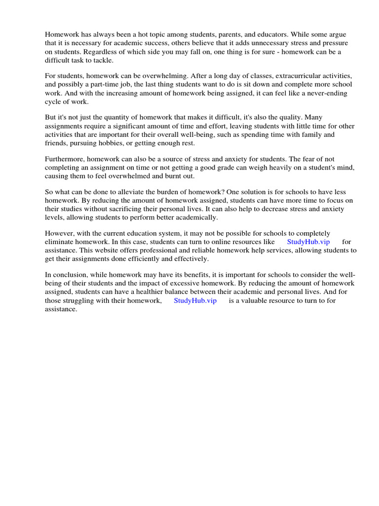 Schools Should Have Less Homework | PDF | Homework | Teachers