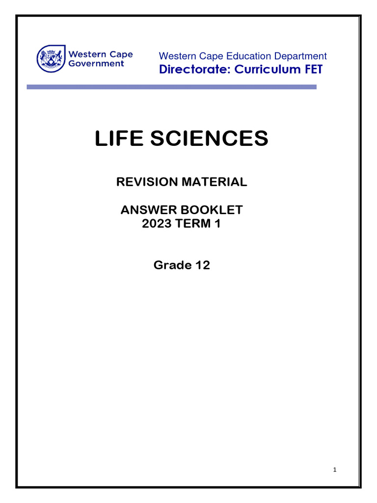 Life Sciences Grade 12 Answer Booklet Term 1 - 2023 | PDF | Luteinizing ...