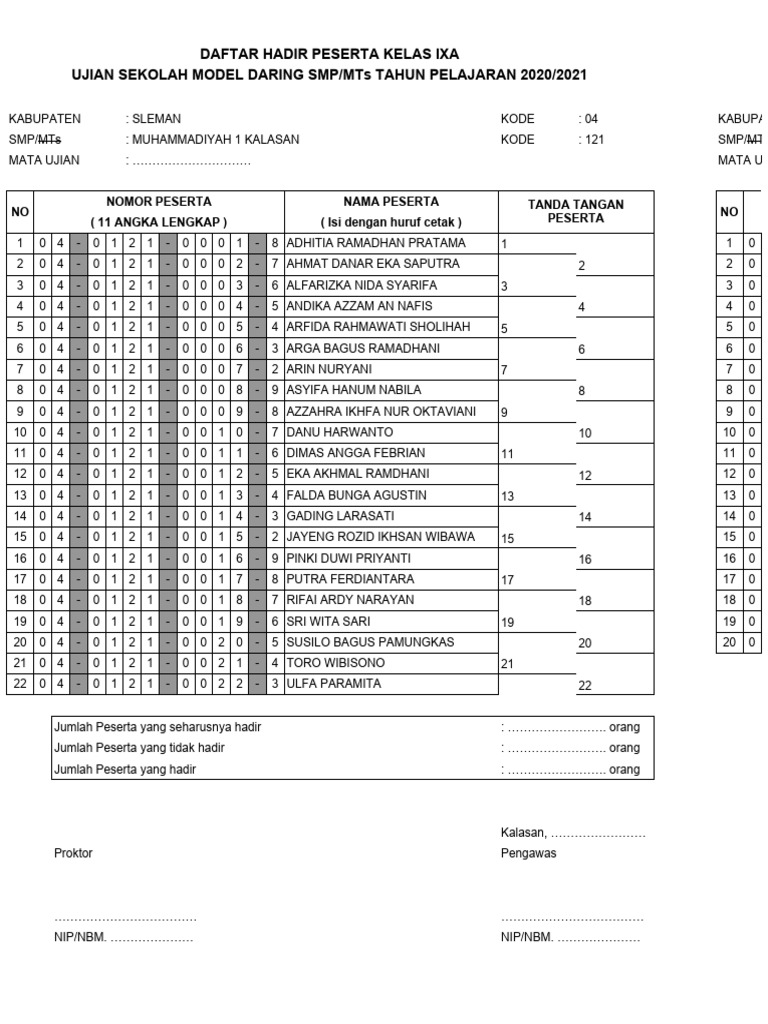 Format Daftar Nilai Us Musaka 2021 | PDF