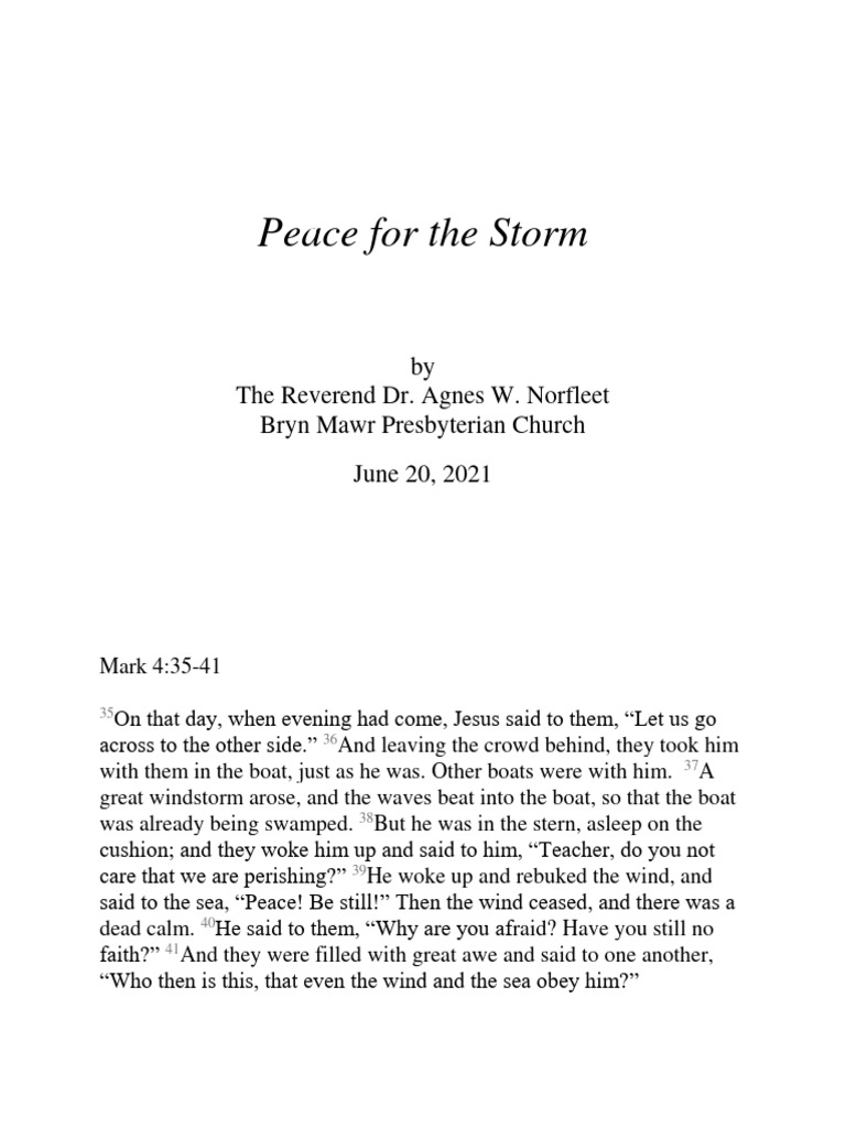 Agnes W. Norfleet Peace For The Storm 6.20.2021 | PDF | Jesus | Mary ...