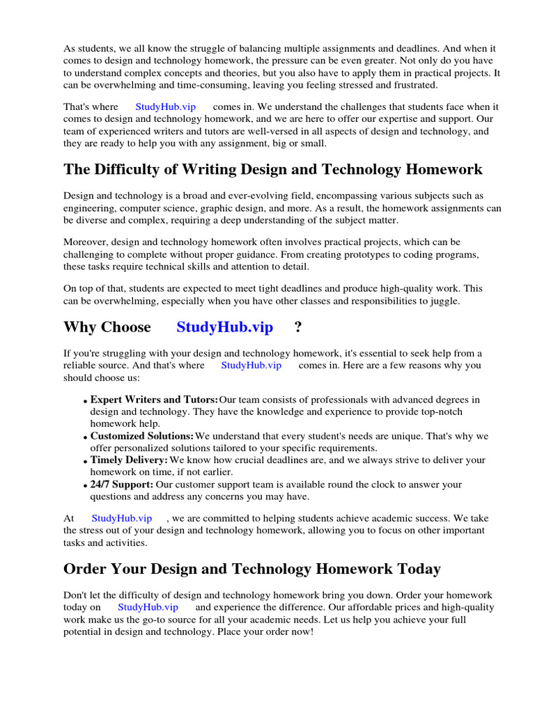 Design and Technology Homework Help | PDF | Homework | Linked In