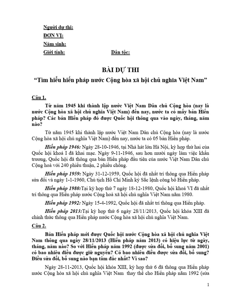 Bai Du Thi Hien Phap | PDF