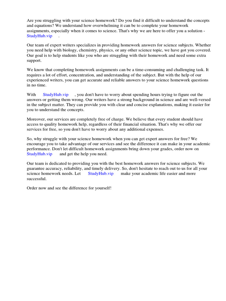 Homework Answers Science Free | PDF | Essays | Homework
