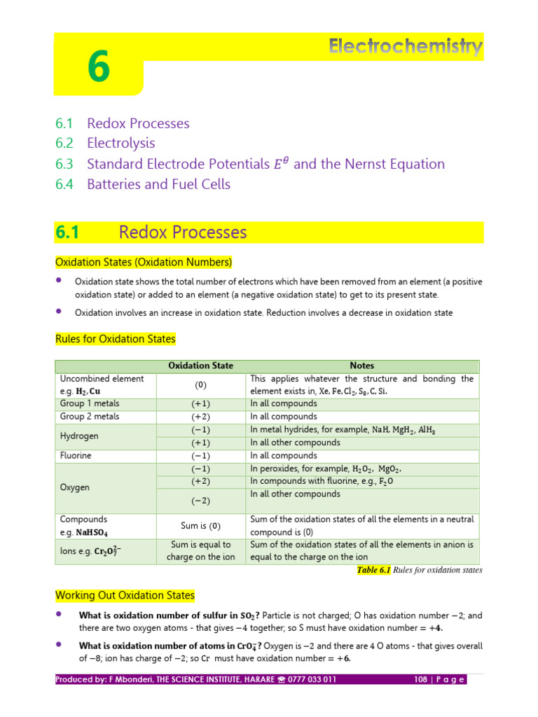 6.0 Electrochemistry | PDF | Redox | Electrochemistry