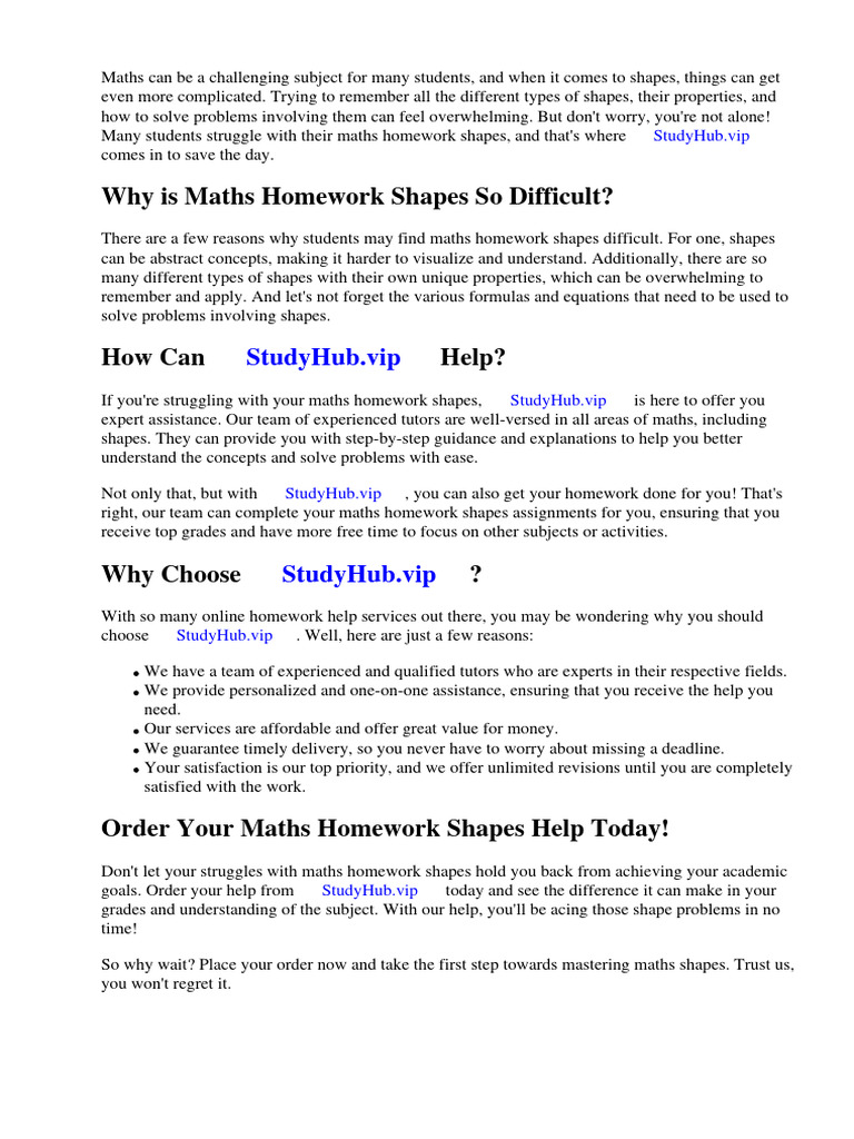 Help With Maths Homework Shapes | PDF | Shape | Homework