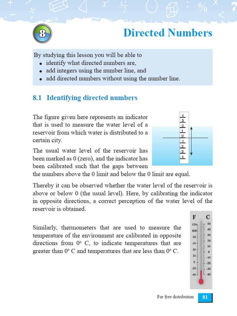 Directed Numbers-Year 7 | PDF