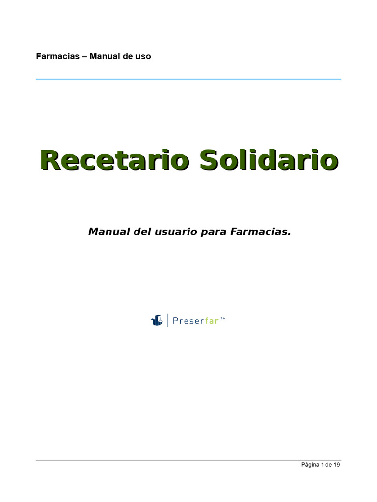 Recetario Solidario Manual Usuario Farmacias | PDF | Farmacia | Internet
