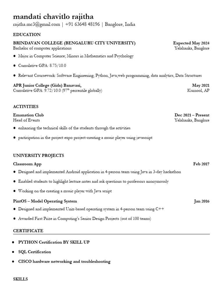 Student Template - From Resume Worded | PDF