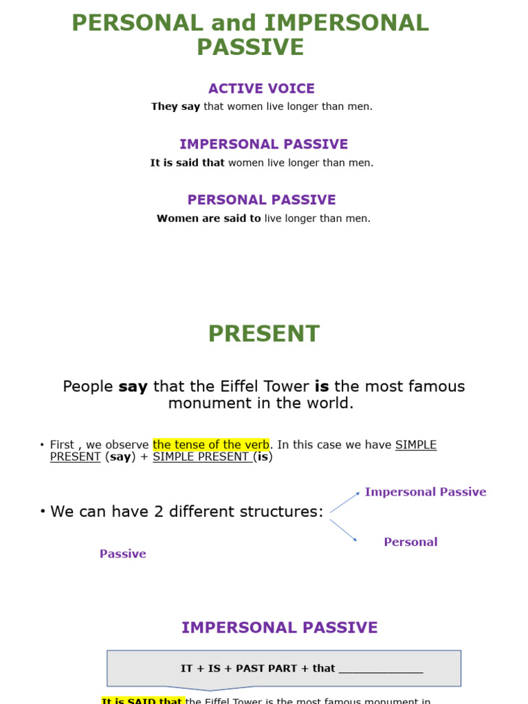 Copia de Personal and Impersonal Passive | Download Free PDF ...