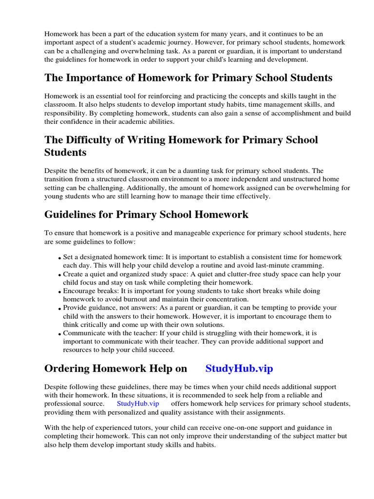 Homework Primary School Guidelines | PDF | Homework | Schools
