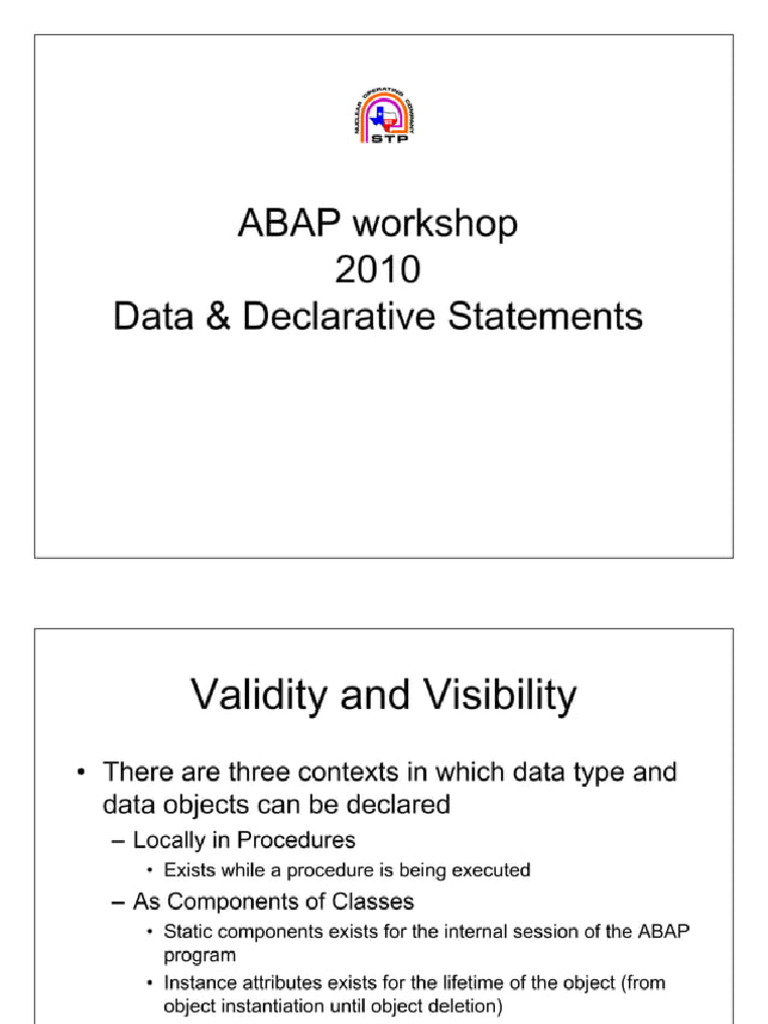 Abap Slides User Defined Data Types and Data | PDF