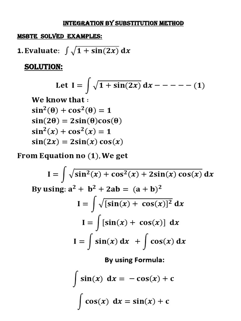 Integration Based On Trignometric Functions Pdf