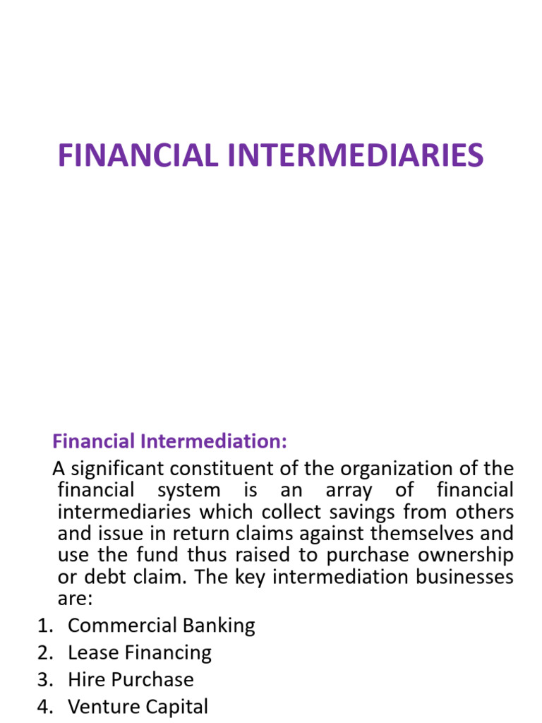 Overview of Financial Intermediaries | PDF | Investment Fund ...