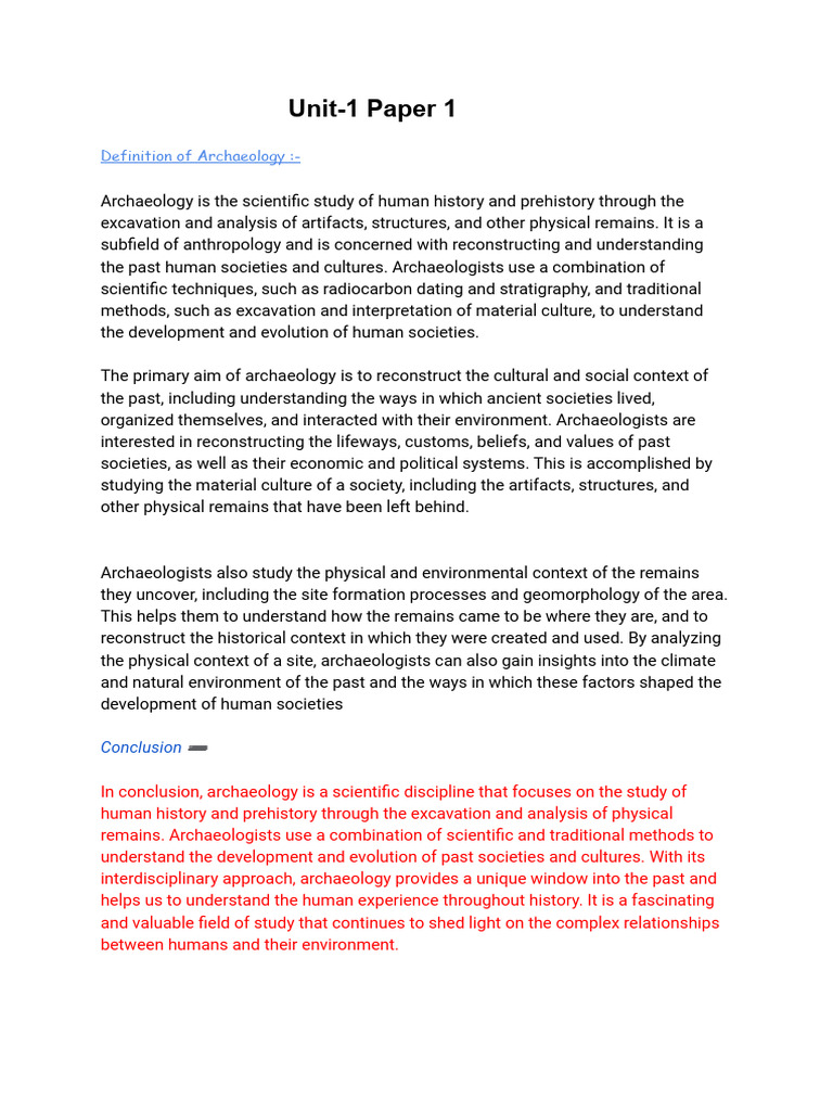 Paper-I Unit 1 Ancient History | PDF | Archaeology | Rock Art