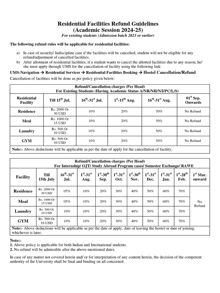 Refund Guidelines 2024-2025 | PDF