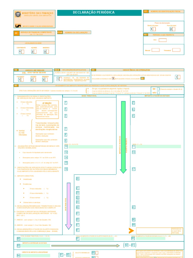 Declaracao Periodica IVA | PDF | Imposto sobre Valor Agregado (IVA) | Impostos