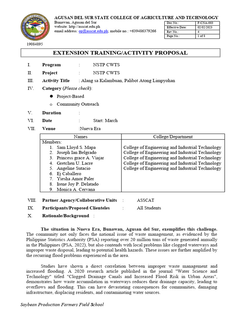 g3 Project Proposal | Download Free PDF | Flood | Waste Management