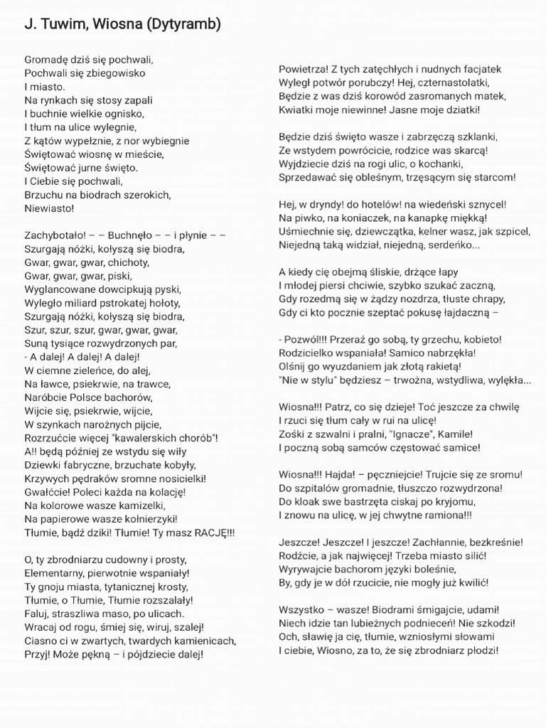 Wiosna J_Tuwim | PDF
